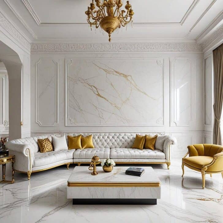20 White And Gold Living Rooms – Glowing Luxury – DecoFond